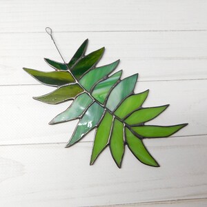 Stained Glass Fern, Fern Sprig, Handmade Green Glass, Suncatcher Green ...
