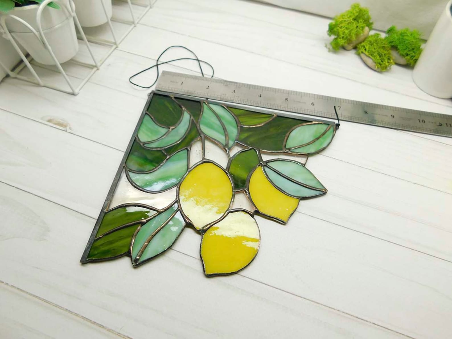 Stained Glass Lemon Yellow Lemons on Branch Panel Window - Etsy