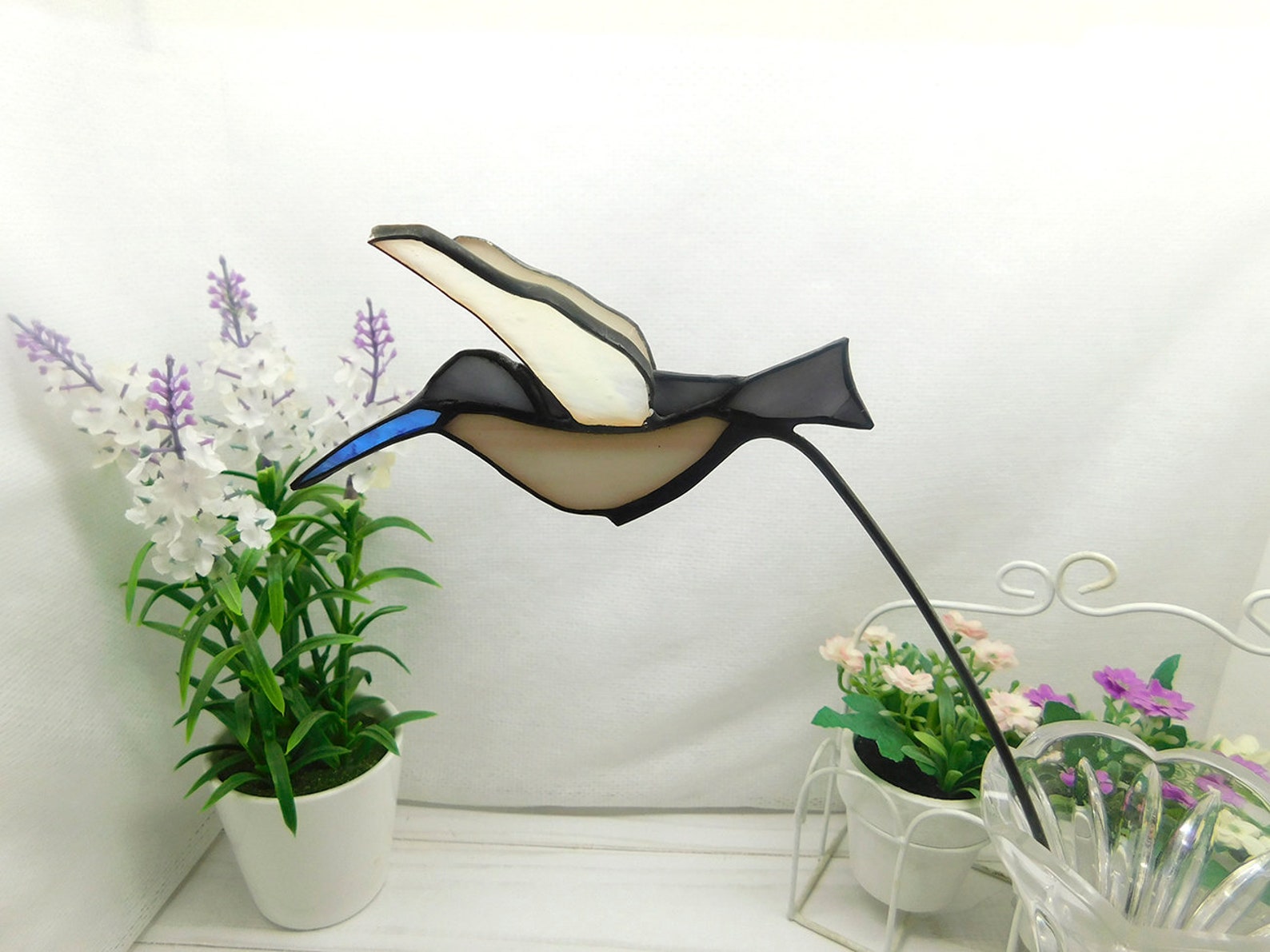 Small Glass 3D Hummingbird Stained Glass Decor for Garden or - Etsy