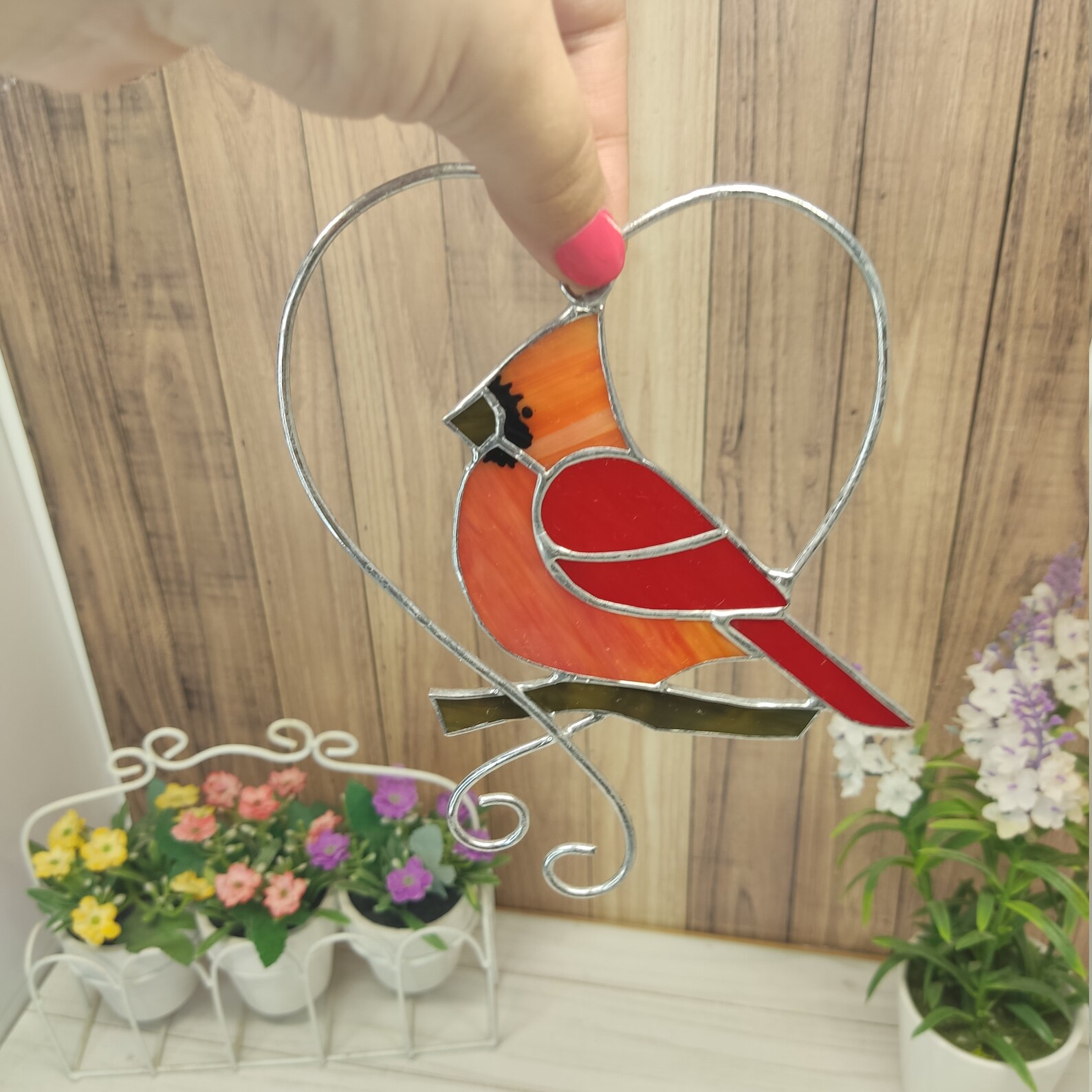 Suncatcher Red Cardinal Stained Glass Red Cardinal Stained - Etsy