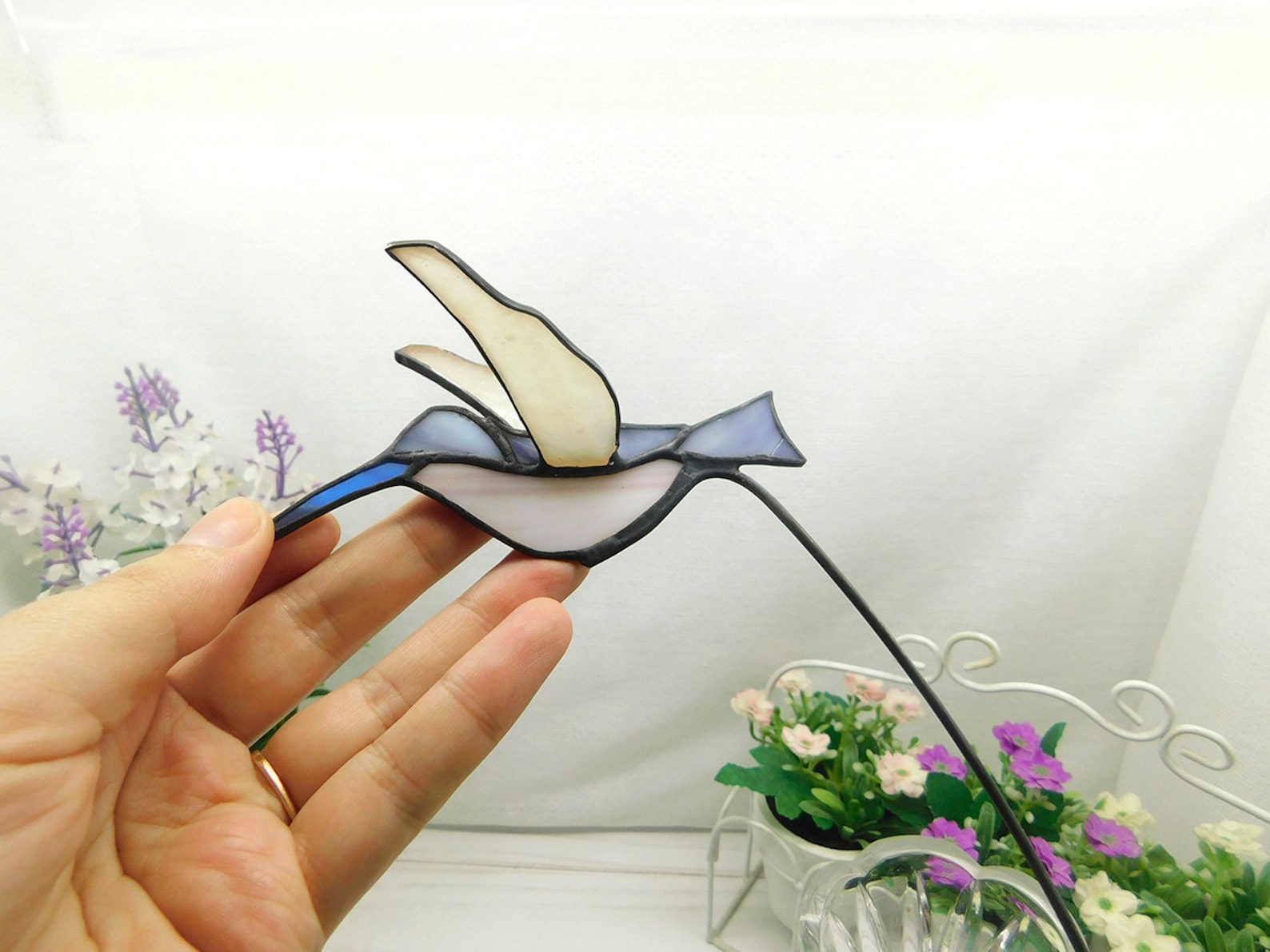 Small Glass 3D Hummingbird Stained Glass Decor for Garden or - Etsy