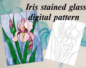 Iris Stained Glass Pattern Digital Download, Iris Stained Glass Design ...