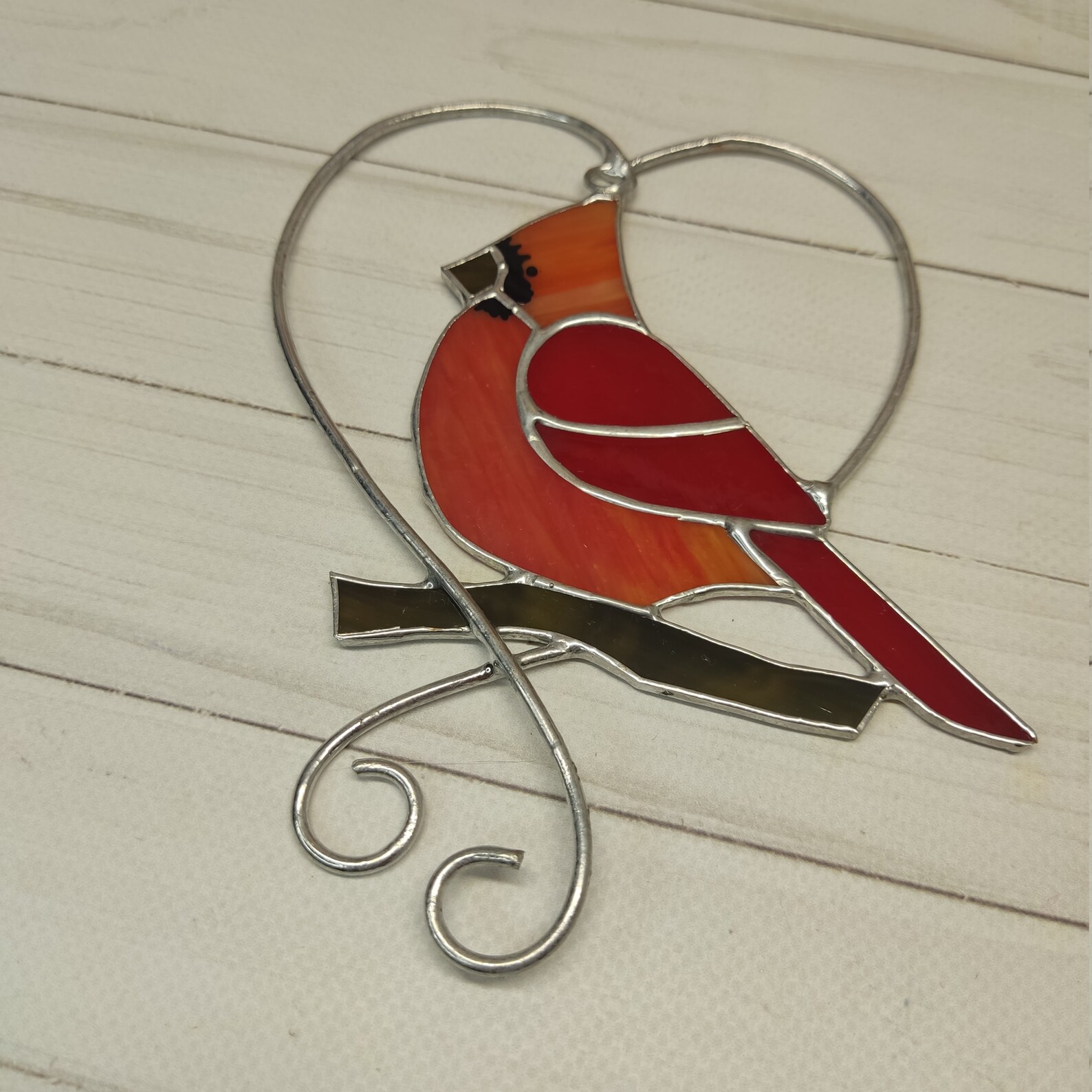 Suncatcher Red Cardinal Stained Glass Red Cardinal Stained - Etsy