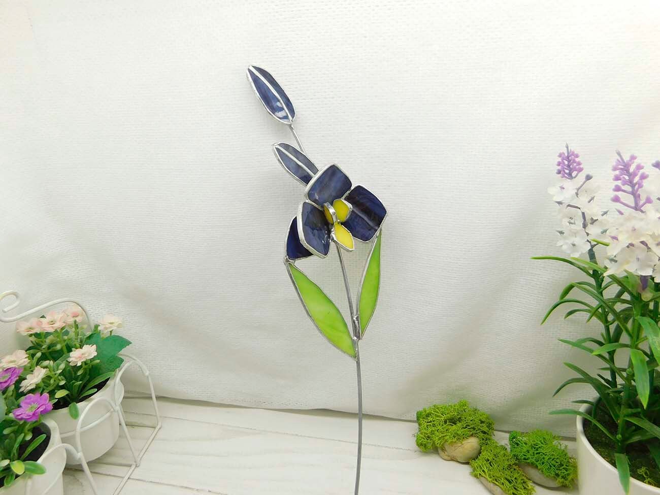 Stained Glass Orchid Dark Purple Orchid Glass Flower 3d - Etsy