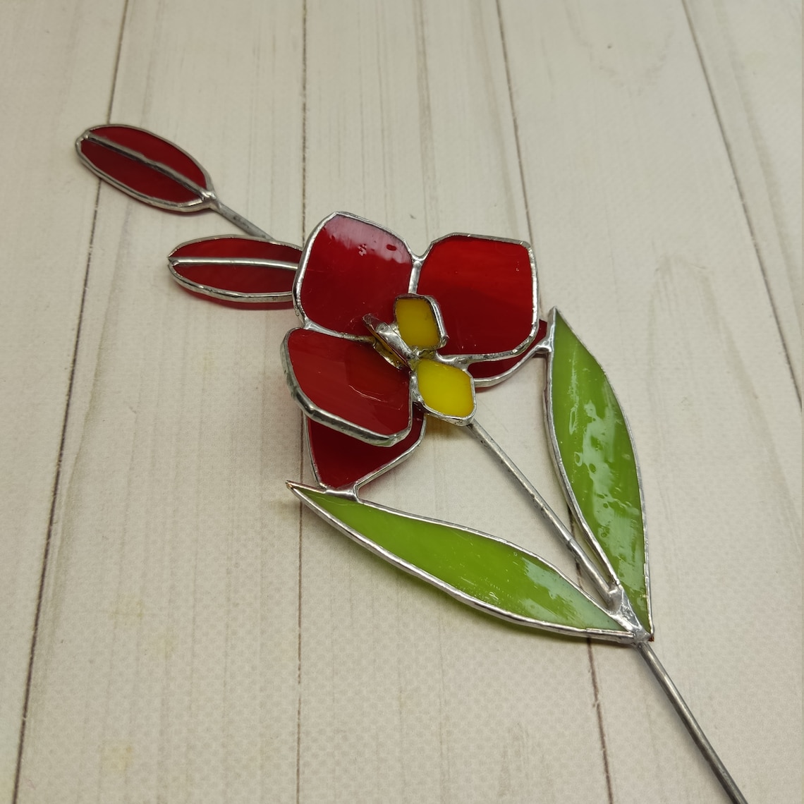 Vitrail orchidée rouge Fleur de verre 3d Fleur pour un vase - Etsy France