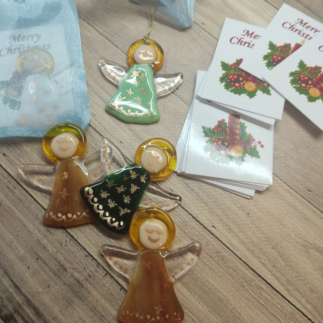 Fused Glass Worry Angels, Cute Pocket Charm, Fused Glass Art, Cracker ...