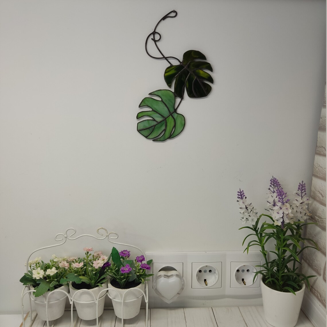 Stained Glass Monstera Window Hanging Stained Glass Panel | Etsy