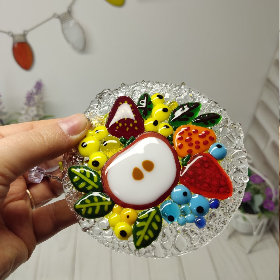 Coaster Glass Fusing, Handmade Apple Glass, Suncatcher Pattern, Window ...