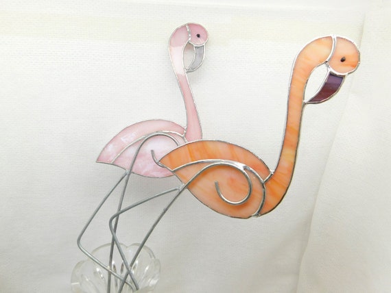Pink or Orange Flamingo Stained Glass Flamingo Tropical Bird | Etsy