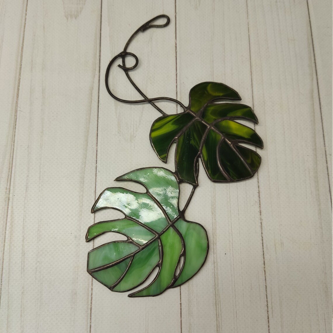 Stained Glass Monstera Window Hanging Stained Glass Panel | Etsy