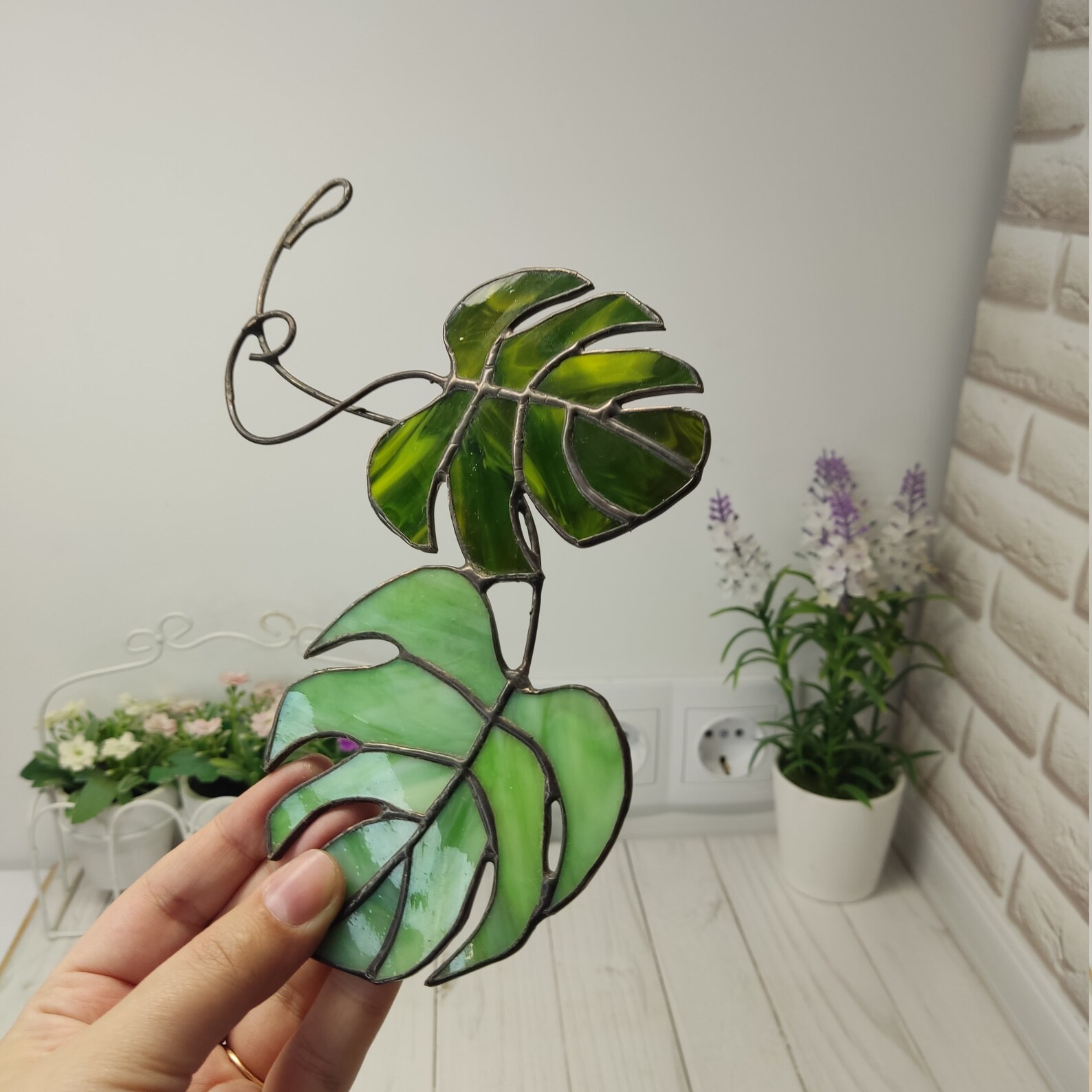 Stained Glass Monstera Window Hanging Stained Glass Panel - Etsy