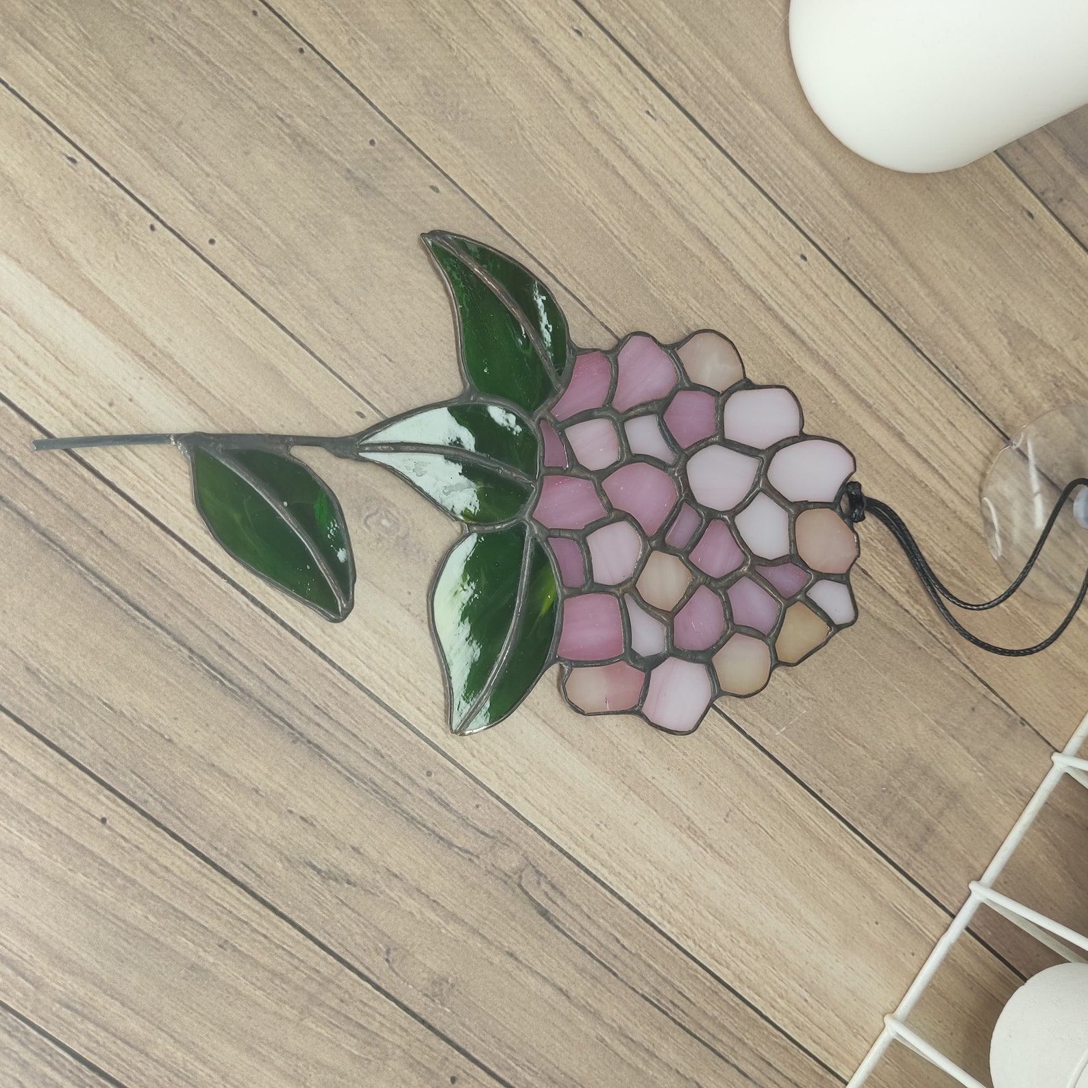 Stained Glass Hydrangea Pink Hydrangea Floral Stained Glass - Etsy