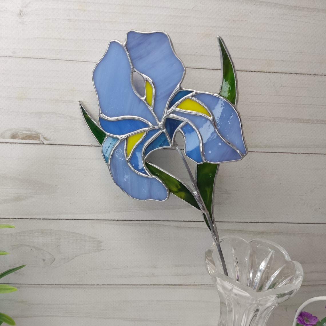 Stained Glass Iris Stained Glass Window Gift for Mom Wall - Etsy