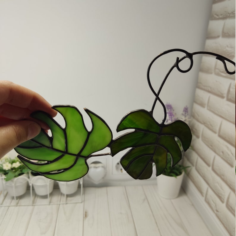 Stained Glass Monstera Window Hanging Stained Glass Panel | Etsy