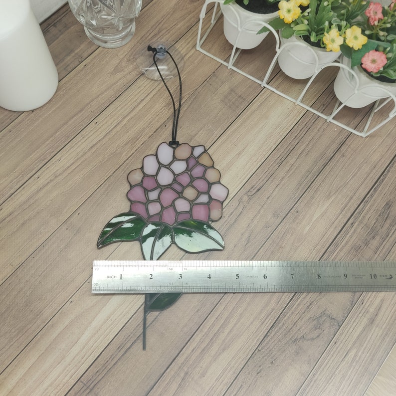 Stained Glass Hydrangea Pink Hydrangea Floral Stained Glass - Etsy