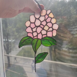 Stained Glass Hydrangea, Pink Hydrangea, Floral Stained Glass, Stained ...