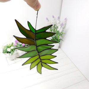 Stained Glass Fern, Fern Sprig, Handmade Green Glass, Suncatcher Green ...