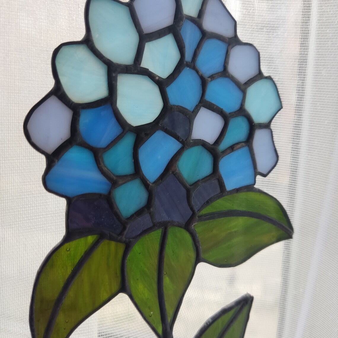 Stained Glass Hydrangea Blue Hydrangea Floral Stained Glass - Etsy