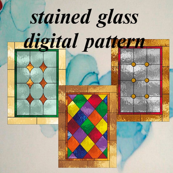 Stained Glass Panel Geometric - Etsy