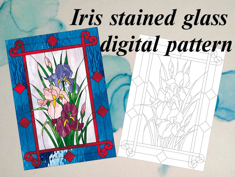 Pdf Pattern Iris Stained Glass Digital - Etsy