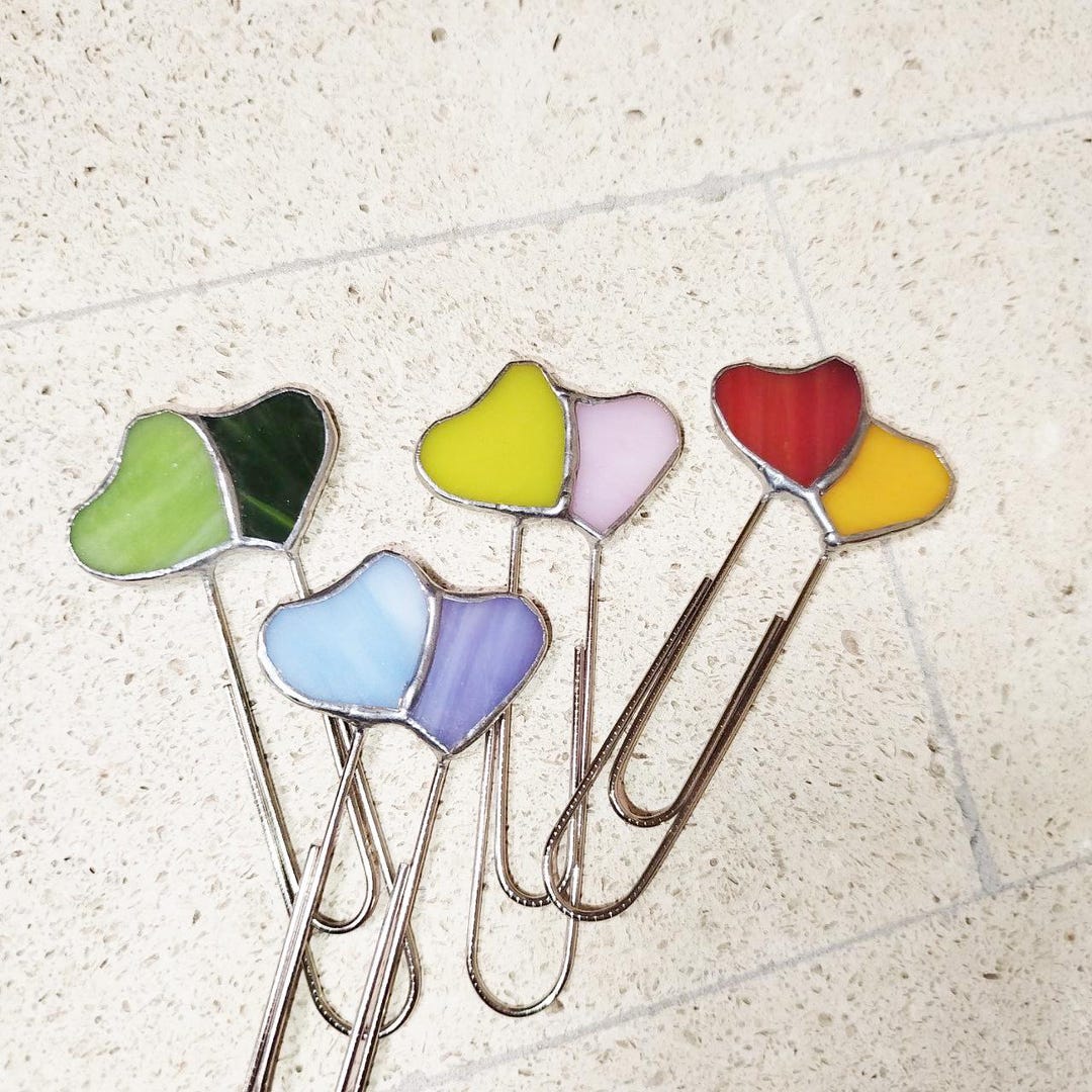 Large Heart Paper Clips, Set of 4, Bookmark for a Book, Jumbo Paper ...