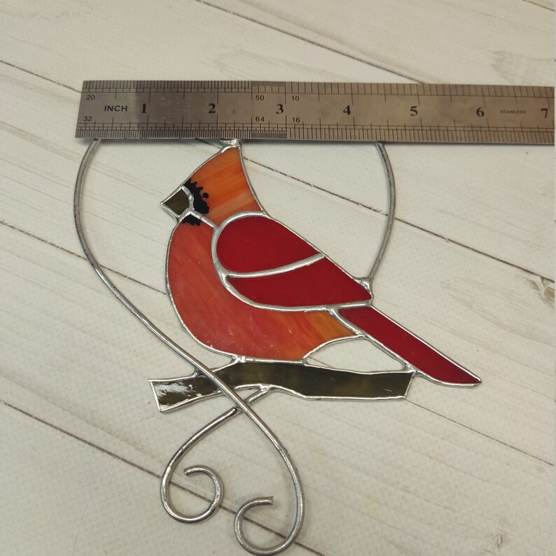 Suncatcher Red Cardinal Stained Glass Red Cardinal Stained - Etsy