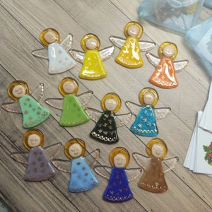 Fused Glass Worry Angels, Cute Pocket Charm, Fused Glass Art, Cracker ...