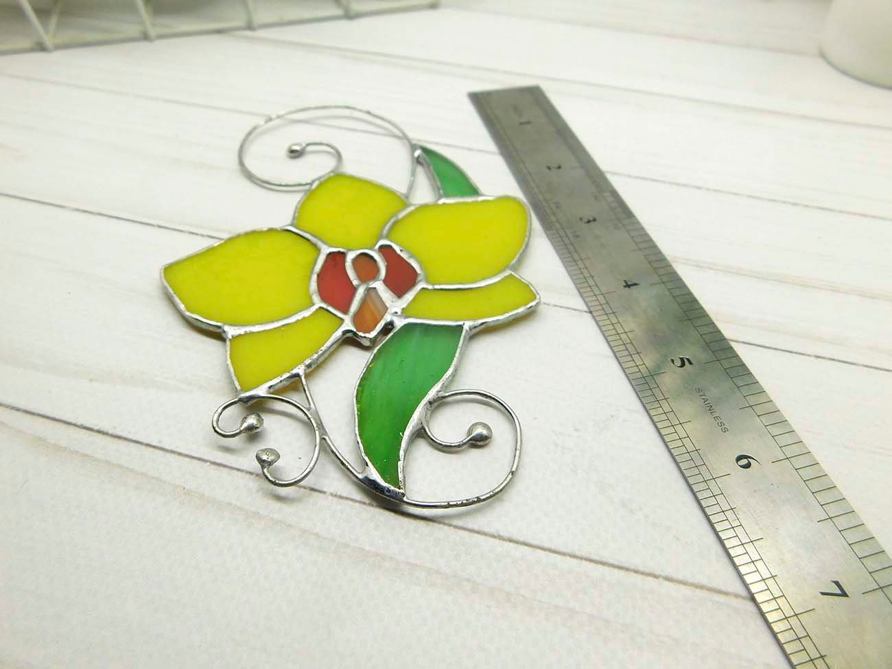 Stained glass orchid Flower Orchid Suncatcher Modern stained | Etsy