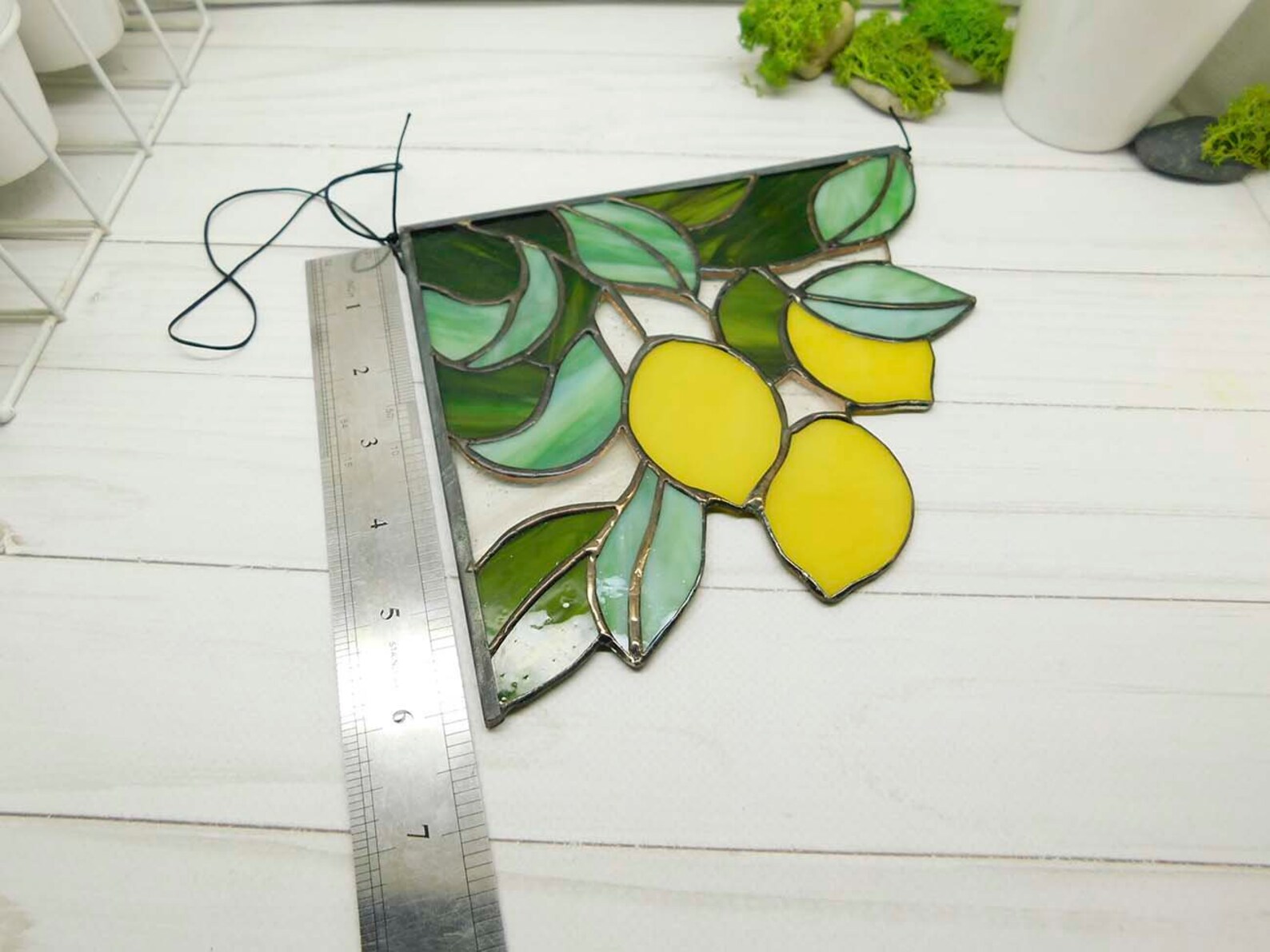 Stained Glass Lemon Yellow Lemons on Branch Panel Window - Etsy