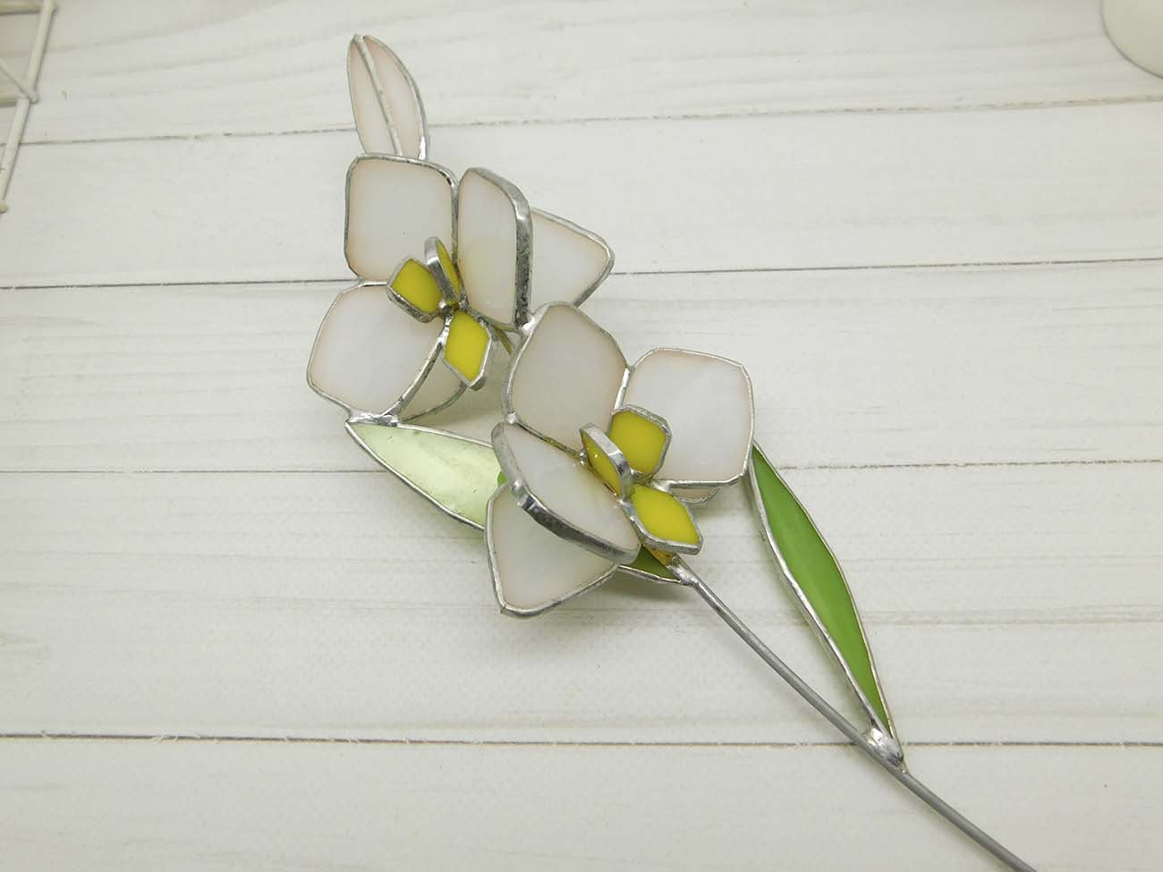 White orchid flower Stained glass orchid Glass flower 3d | Etsy