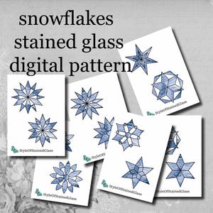 Stained Glass Snowflake Pattern, Set of 12 Patterns, Glass Holiday ...