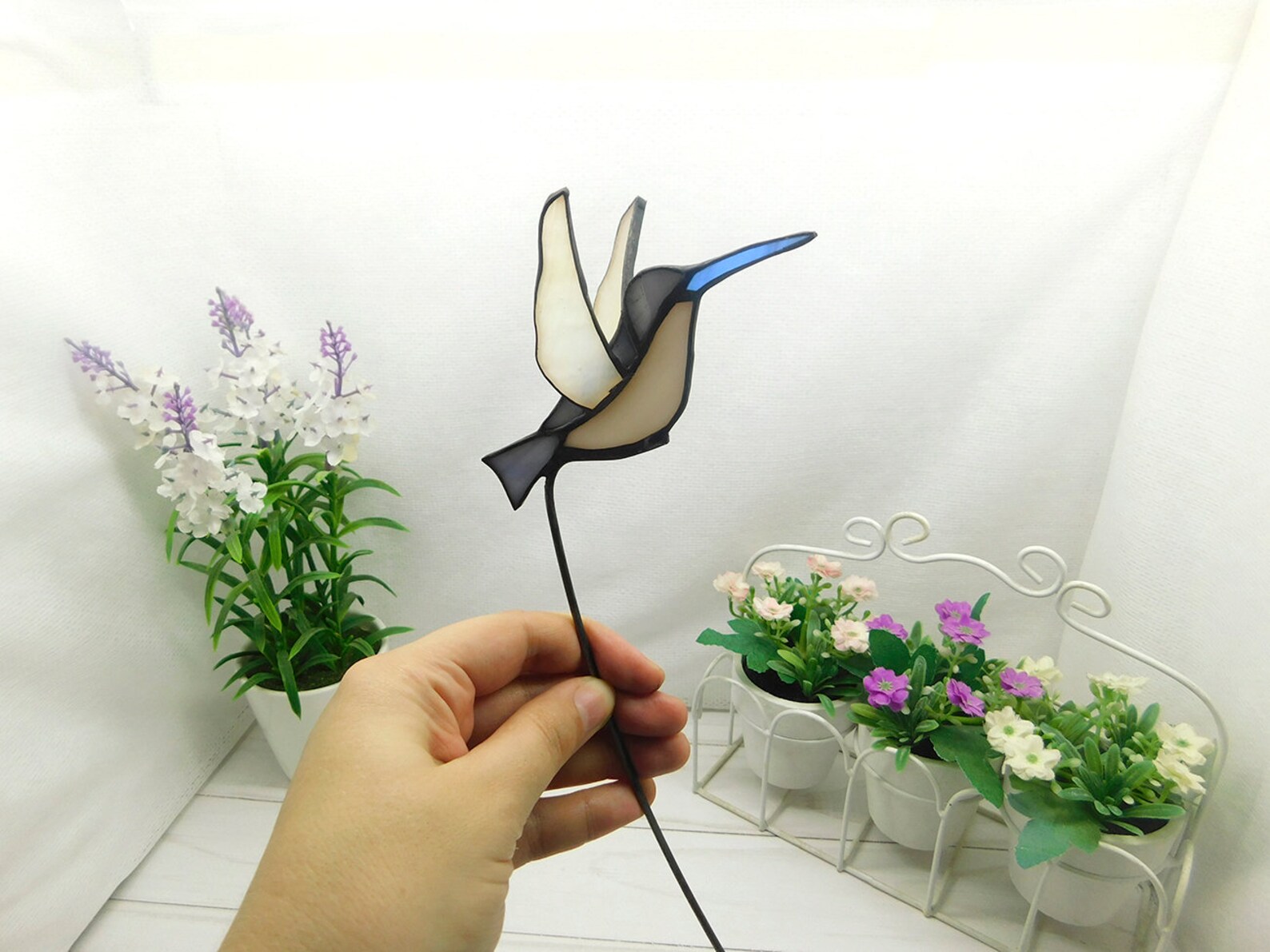 Small Glass 3D Hummingbird Stained Glass Decor for Garden or - Etsy