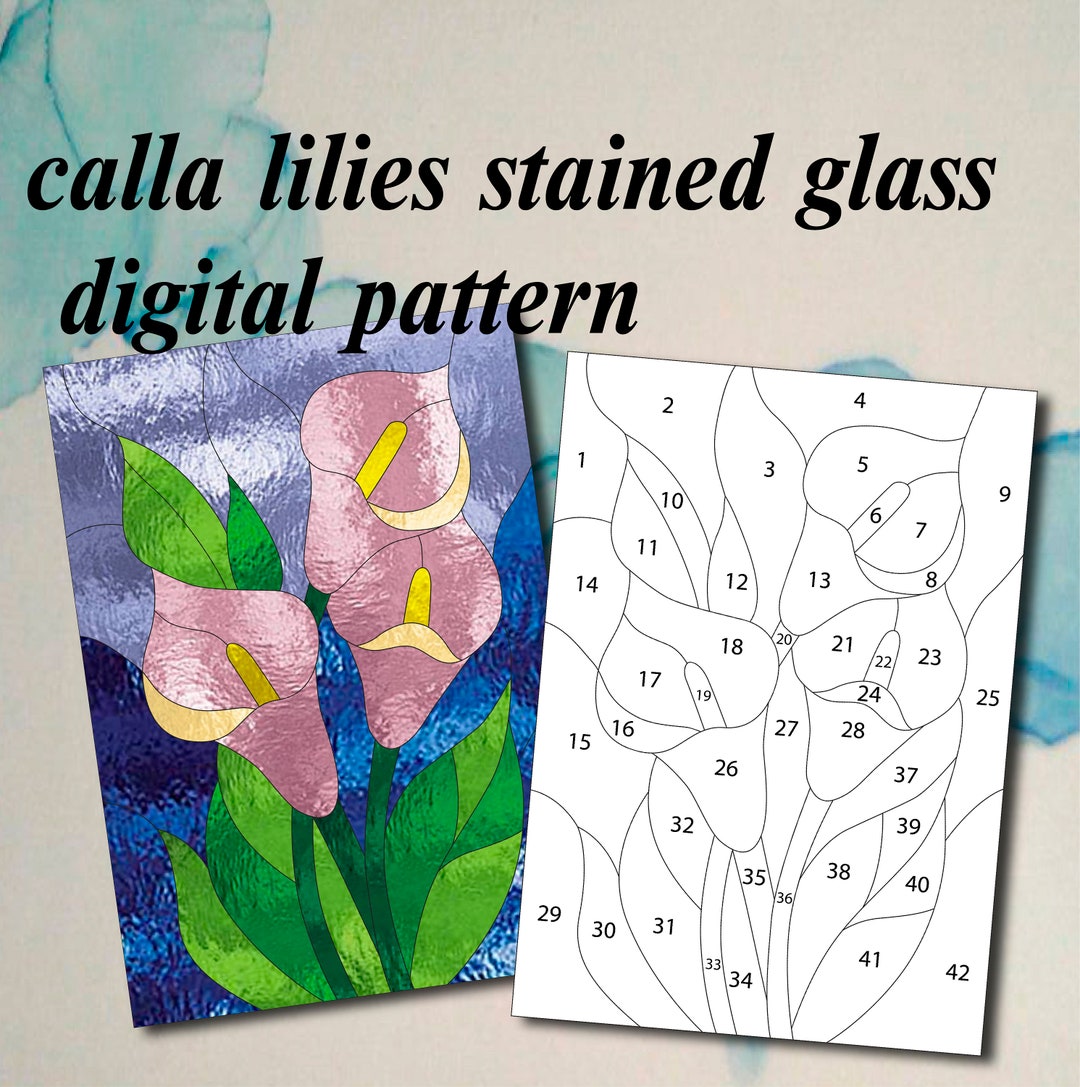 Stained Glass Calla Pattern, Digital Pdf Pattern, DIY Stained Glass ...