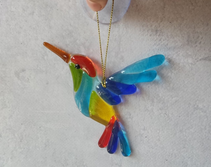 Hummingbird Glass Fusing, Fused Glass Window, Bird Suncatcher, Fused ...