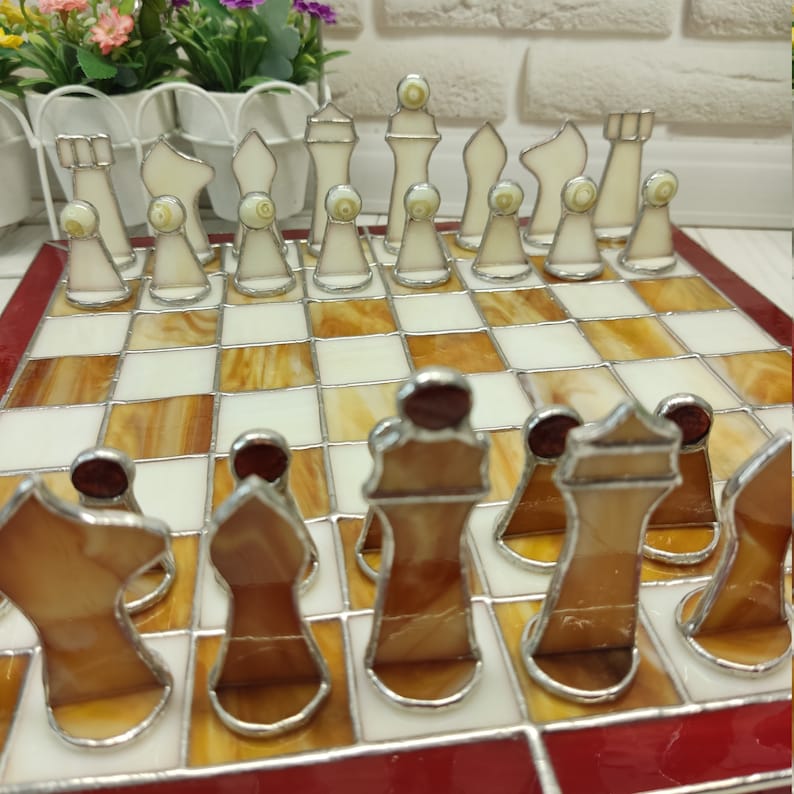 Stained Glass Chess Chess Set With Board Chess Board Chess - Etsy