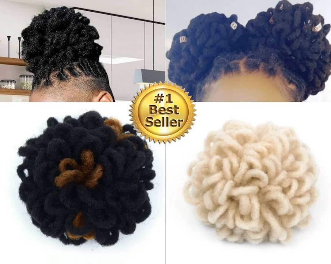 Petal Loc Human Hair Blend Bun Dreadlock Afro Puff Drawstring Ponytail ...