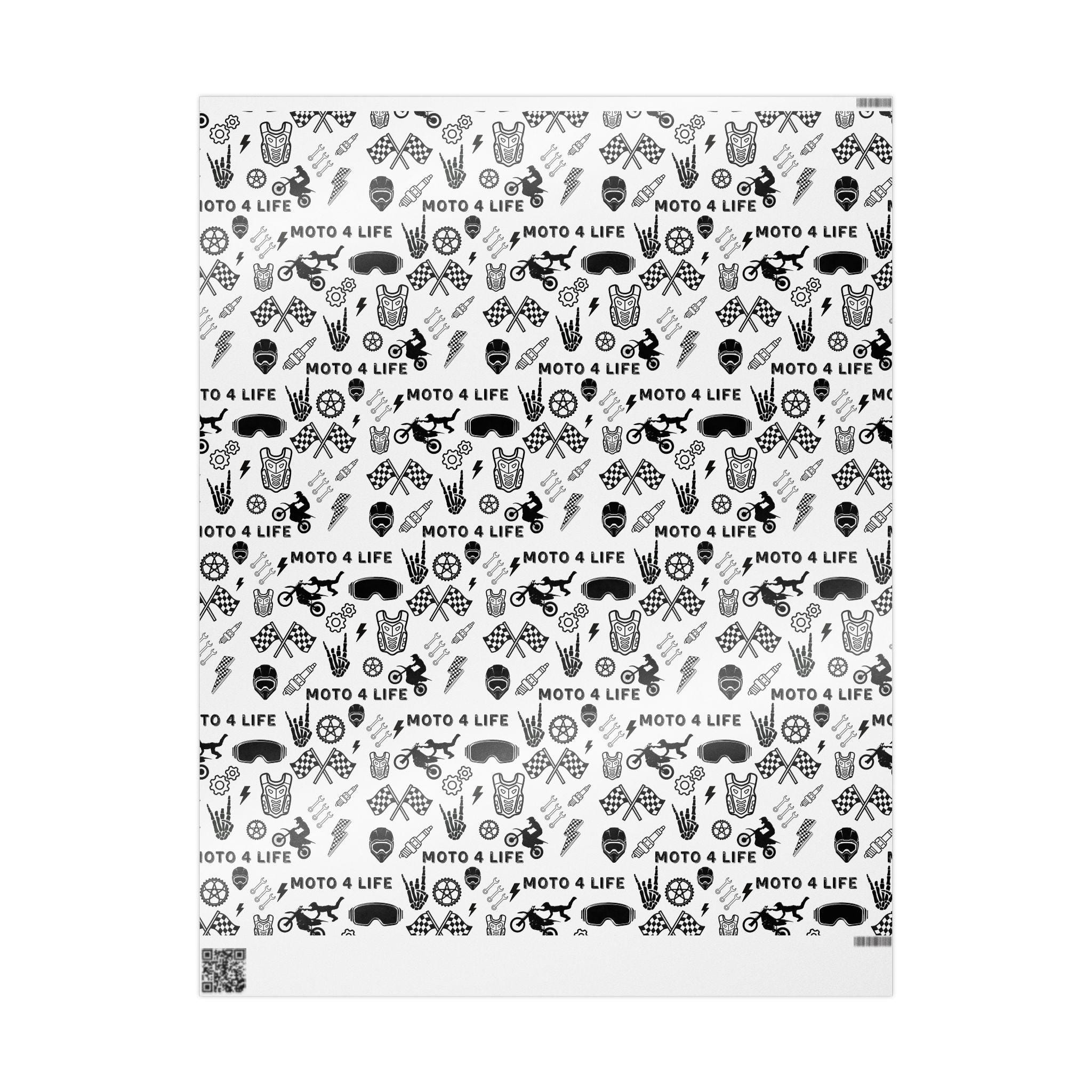 Moto 4 Life Wrapping Paper, Birthday Gift Wrap, Motocross Wrapping ...