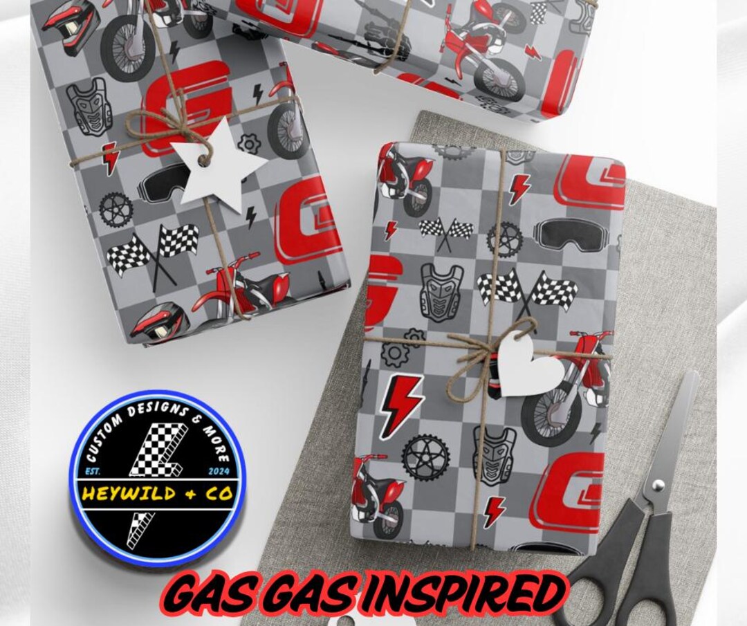 Gas Gas Dirt Bike Themed Wrapping Paper, Custom Wrapping Paper ...