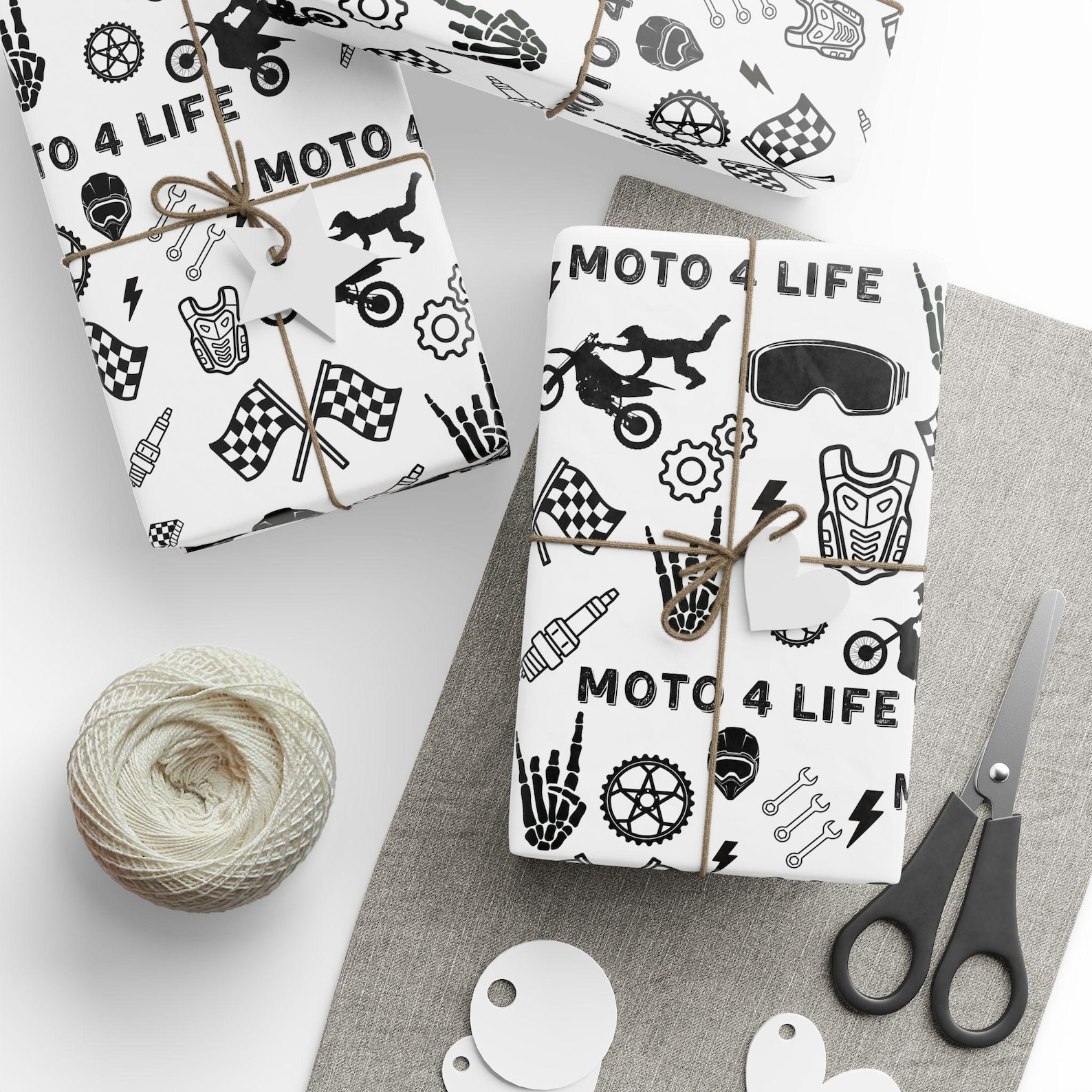 Moto 4 Life Wrapping Paper, Birthday Gift Wrap, Motocross Wrapping ...