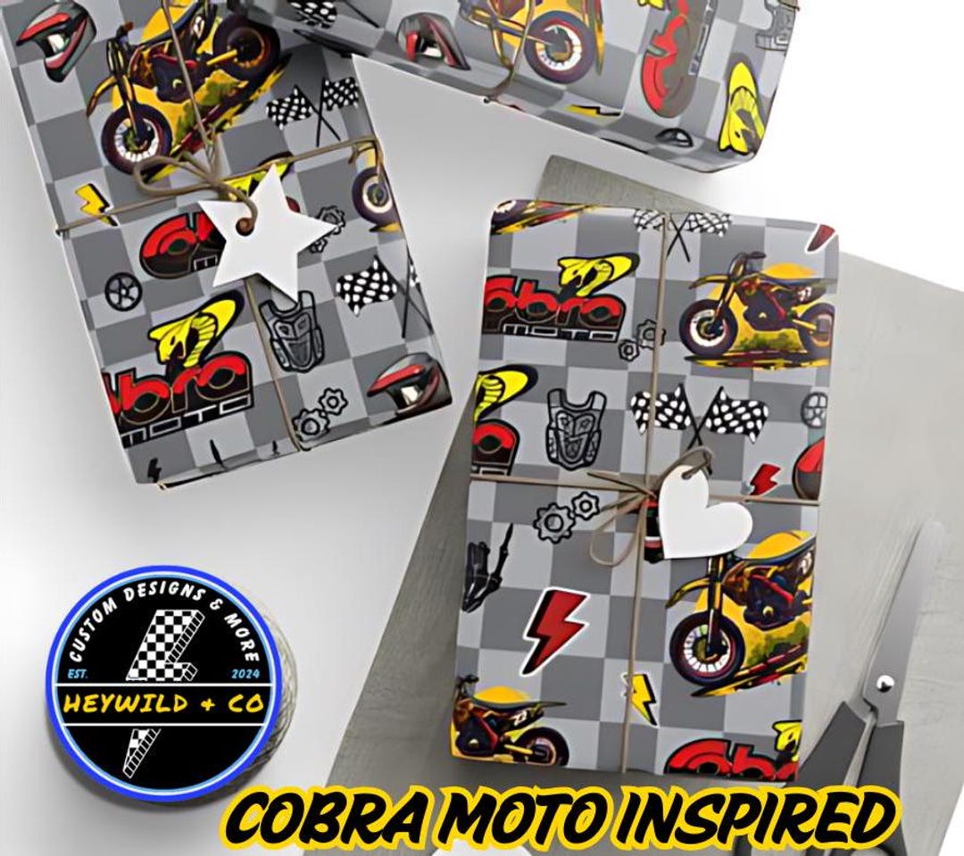 Cobra Dirt Bike Themed Wrapping Paper, Custom Wrapping Paper, Motocross ...