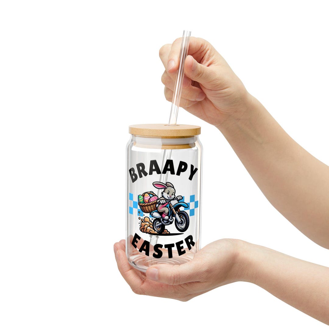 Braapy Easter Dirt Bike 16oz Glass,uv DTF Easter Bunny Wrap,dirt Bike ...
