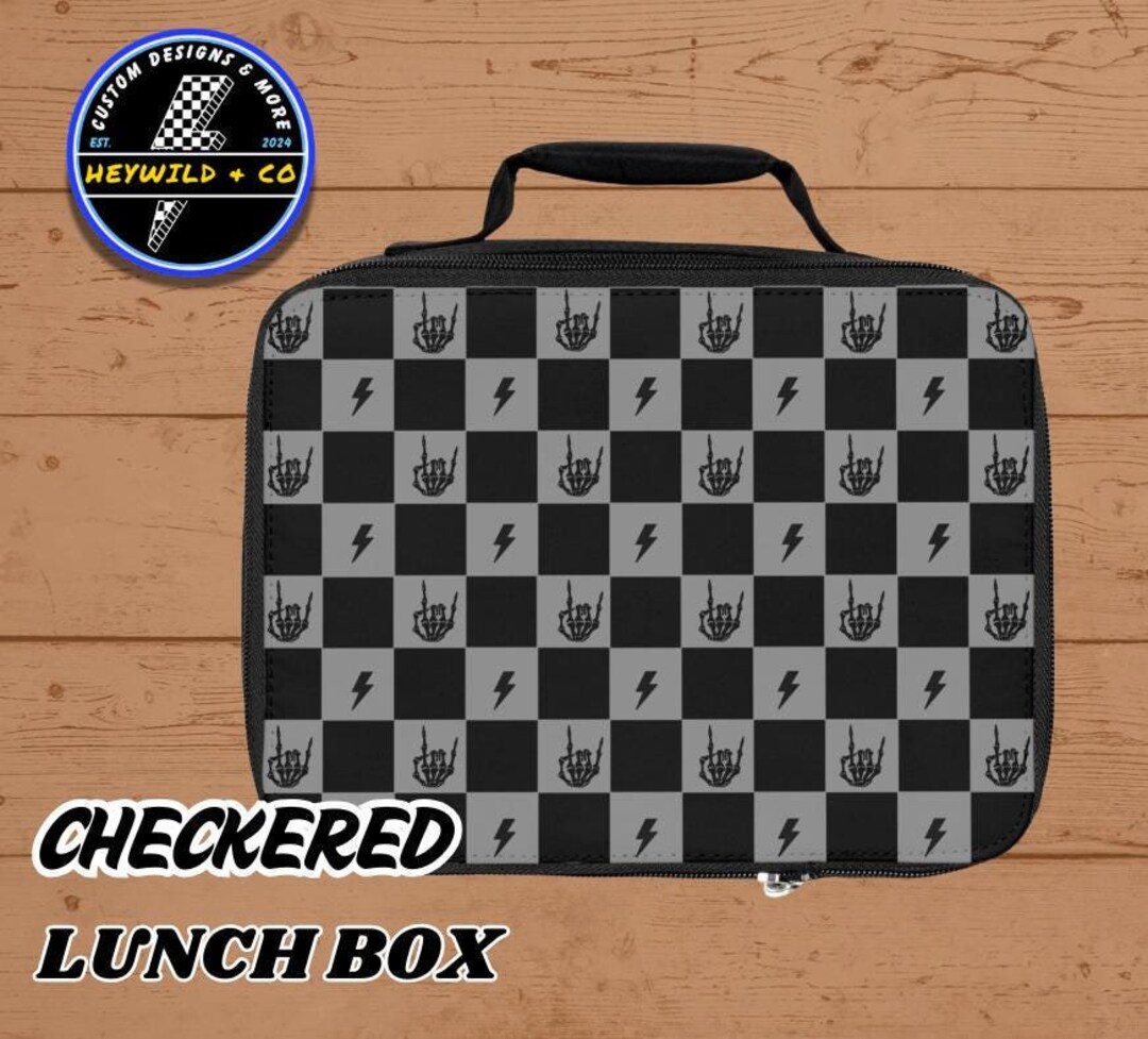 Checkered Lunch Box, Neutral and Checkered Lunch Box,lightning Bolt ...