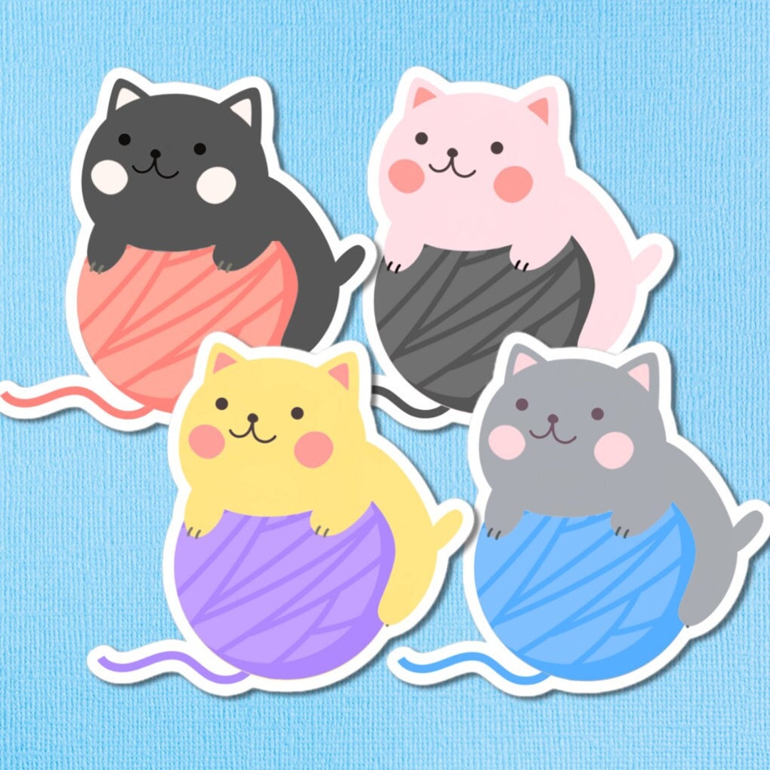Cat and Yarn Vinyl Decal | Crochet and Knitting Kittens | Bubble-free ...