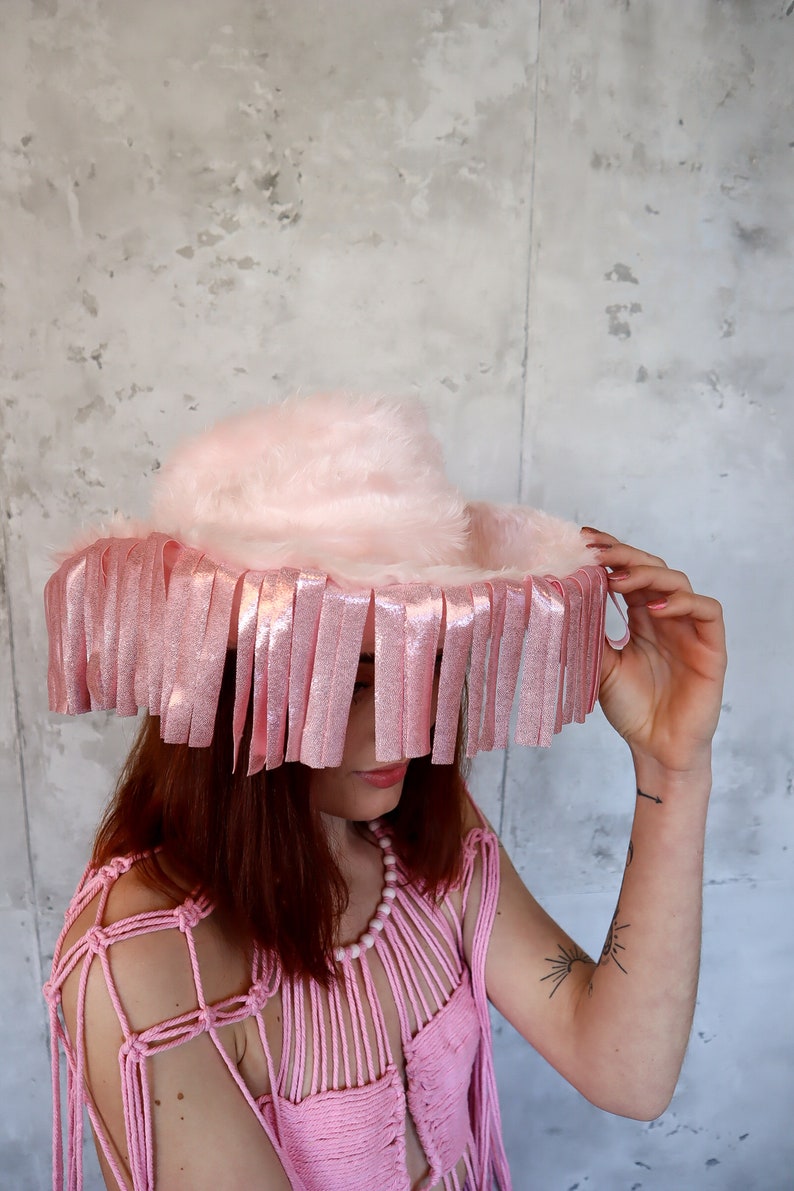 Handmade Furry Space Cowboy Hat – Holographic Tassel Rave Costume - Etsy