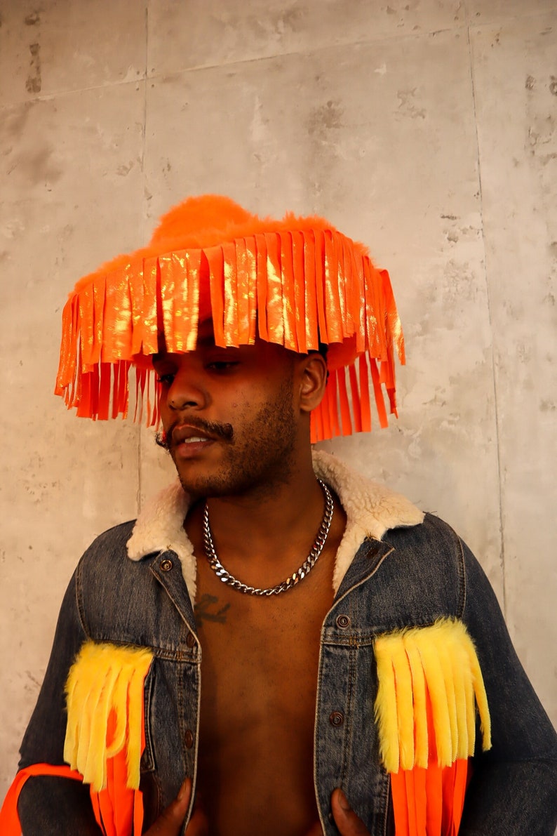 Handmade Furry Space Cowboy Hat – Holographic Tassel Rave Costume - Etsy