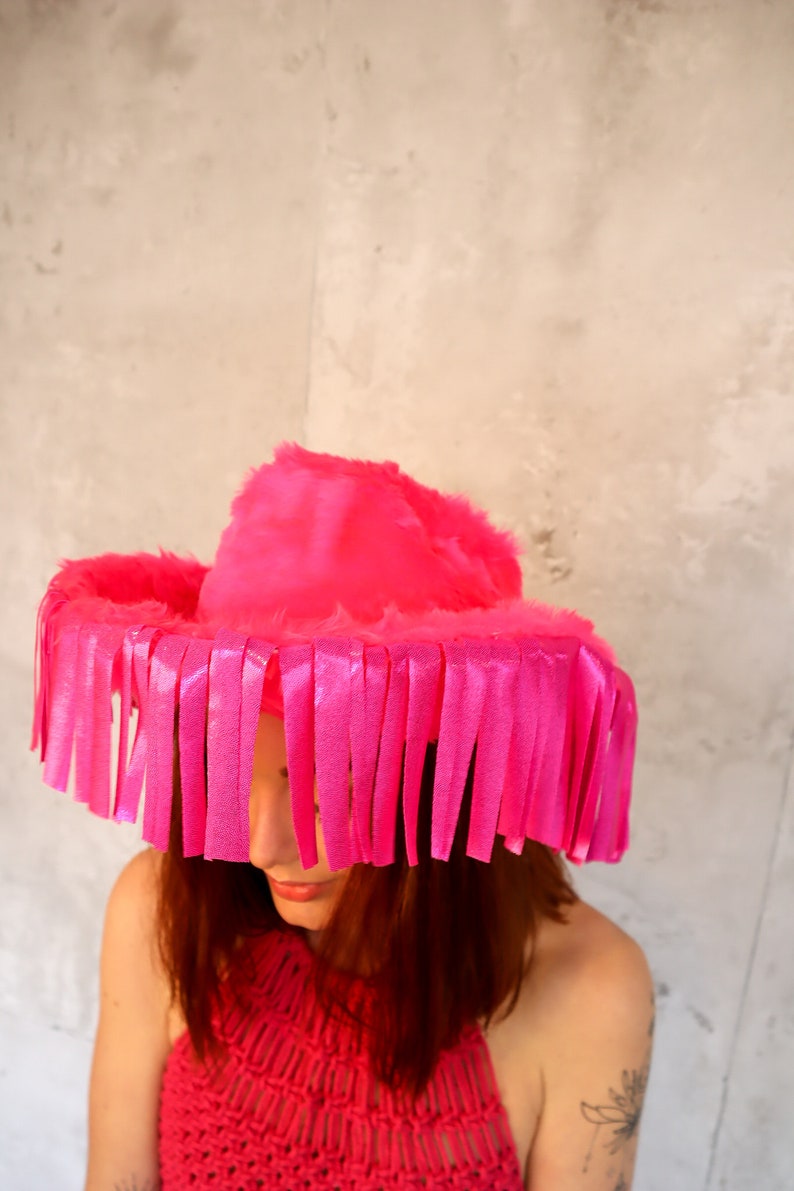 Handmade Furry Space Cowboy Hat – Holographic Tassel Rave Costume - Etsy