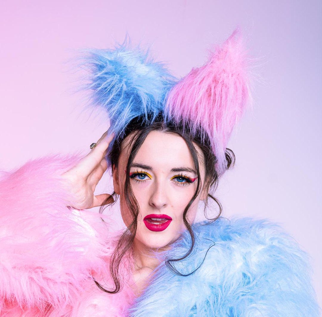 The Shangri La Fur Ears - Half Half Fluffy Neon UV Rave Outfit ...