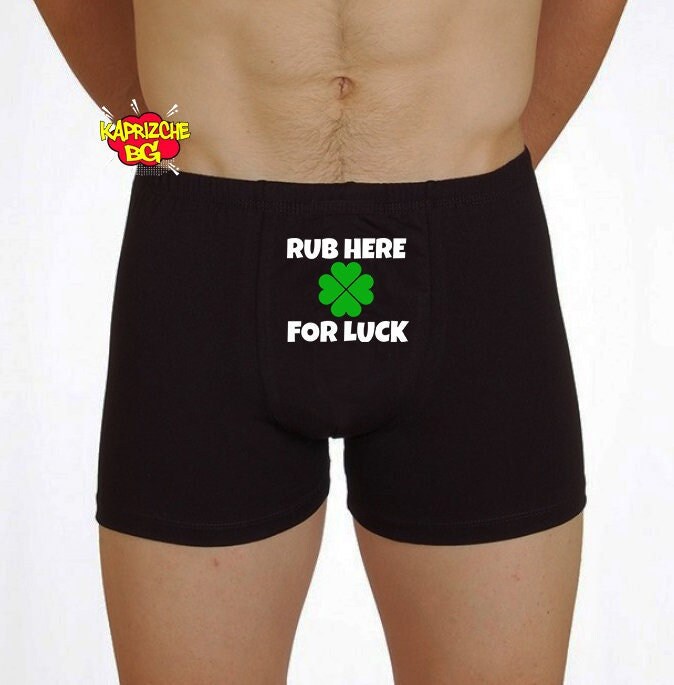 Rub Here for Luck, Mens Naughty Boxers Brief,funny Husband Boxer Gift ...