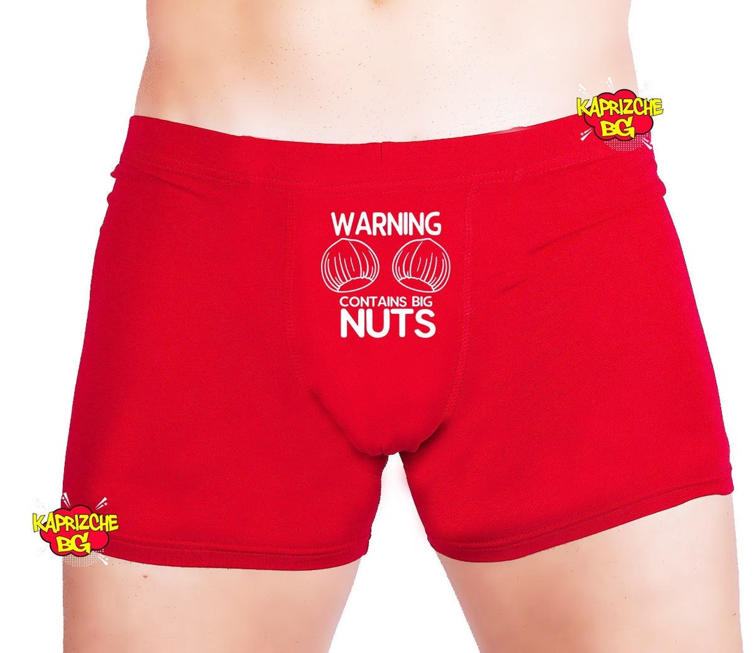 Warning Contains Nuts mens Naughty Boxers Brief - Etsy