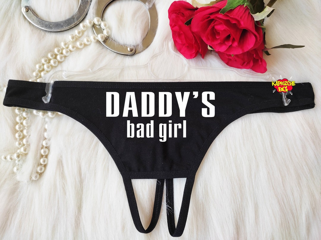 Daddys Bad Girl Crotchless Panty Crotchless Thongs Thong Etsy
